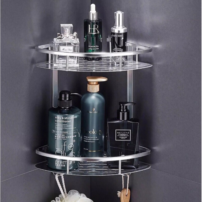 Bathroom Shelf Wall-Mounted aluminium 2layer corner | Shopee Philippines