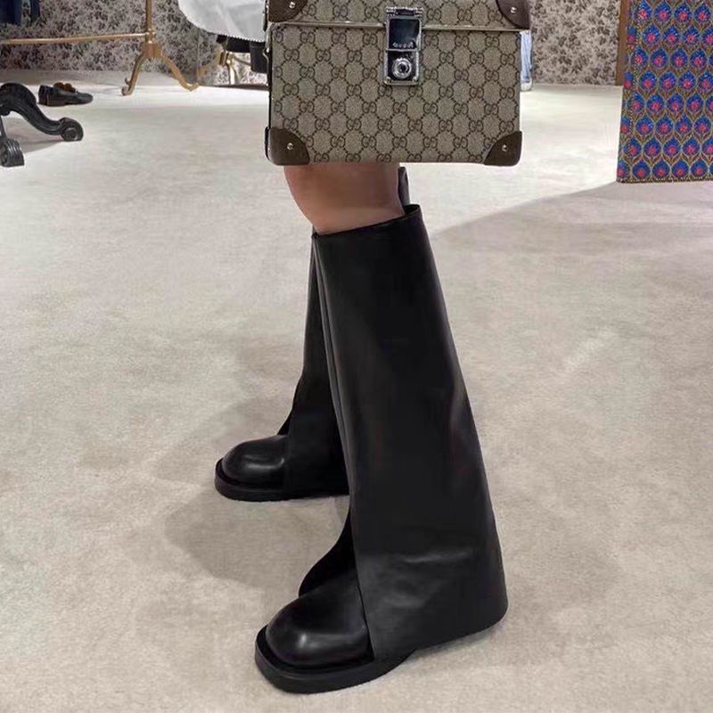 【Spot】 But Knee Boots Fashion All-Match Leather Casual Women Knight ...