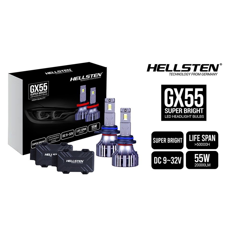 HELLSTEN GX55 SERIES H4 6000K | WHITE COLOR | HEADLIGHTS & FOGLIGHTS ...