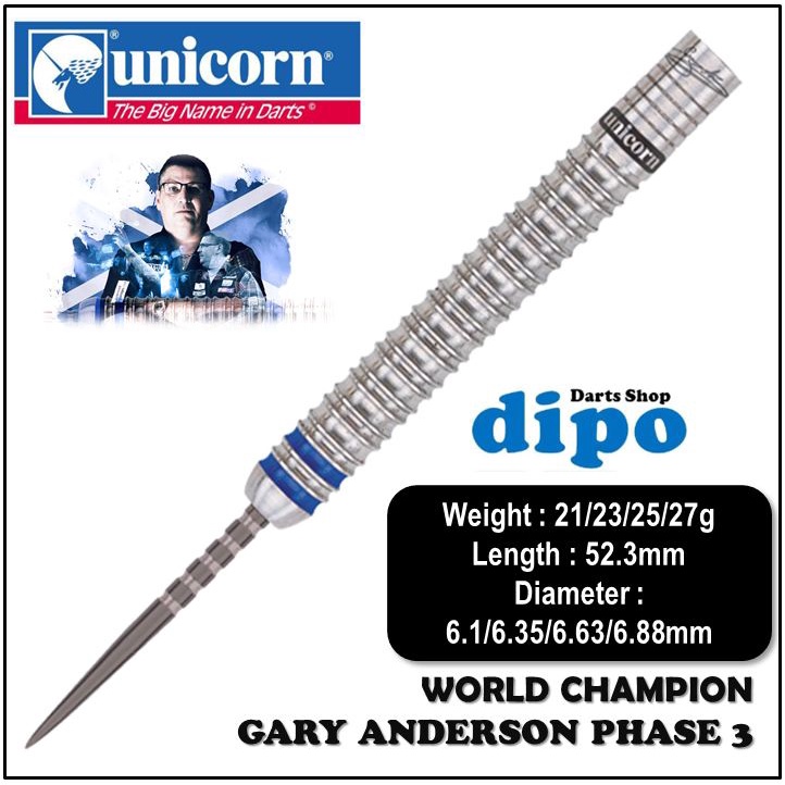 UNICORN Steel Darts - GARY ANDERSON Phase 3 (World Champion 90% ...