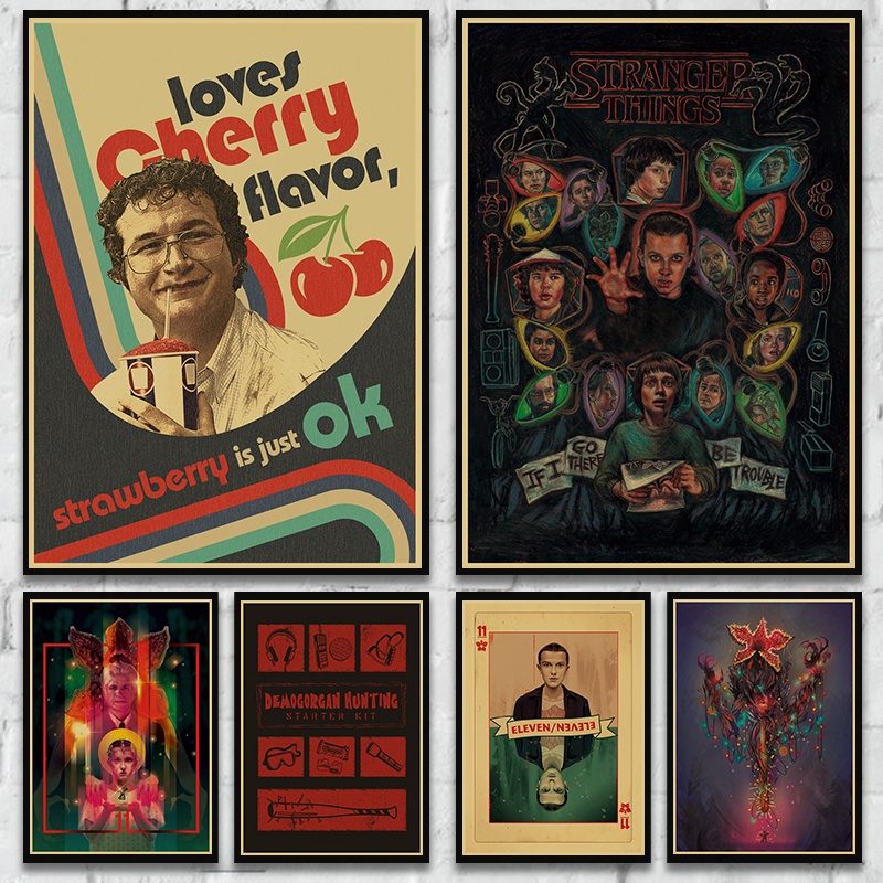 Popular Movie Series Stranger Things Retro Posters Kraft Paper Poster ...
