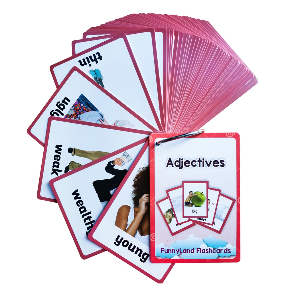 Verbs/Adjectives/Prepositions Flash Cards Learning English Baby ...