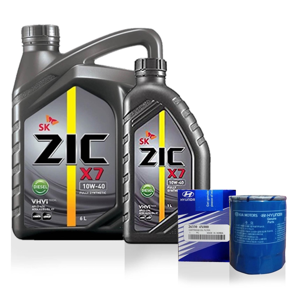 SK ZIC X7 Diesel 10W-40 Fully Synthetic Diesel Motor Oil Bundle for Hyundai Grand Starex, H100 ...