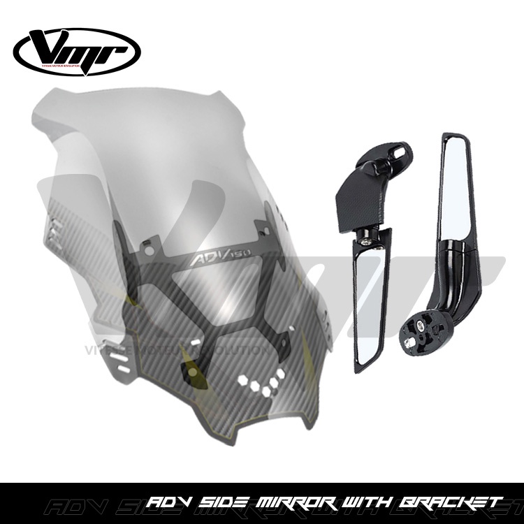 VMR ADV150 Windshield Visor with Wind wing Side Mirror and Bracket High ...