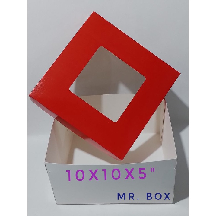 100 pcs. Wholesale! 10x10x4", 10x10x5" Cake Box w/Window mrbox | Shopee ...
