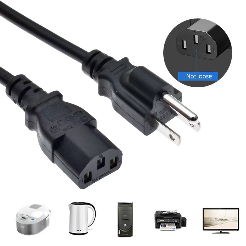 AC CPU Power Cord cable US Plug 3 Pin for PC Computer Printer Monitor ...