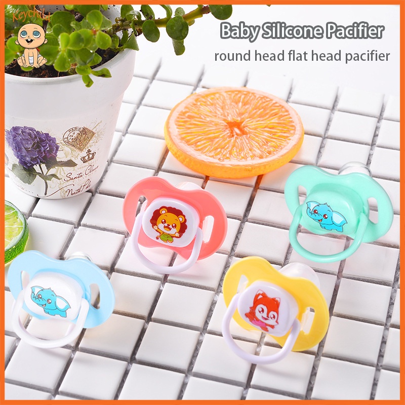 Keychild Baby pacifier cartoon silicone sleep pacifier round head flat ...