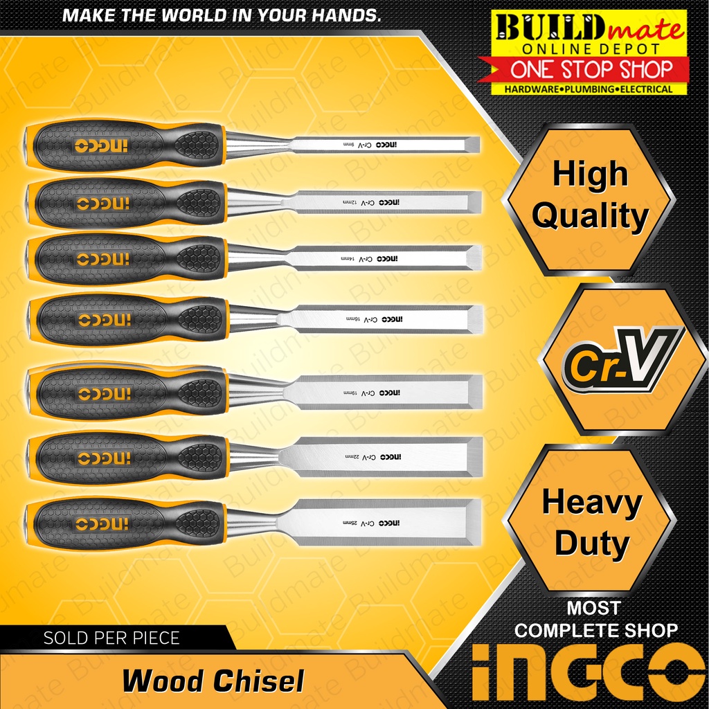 INGCO Wood Chisel 6mm To 22mm [SOLD PER PIECE] Wood Carving Flat Chisel ...