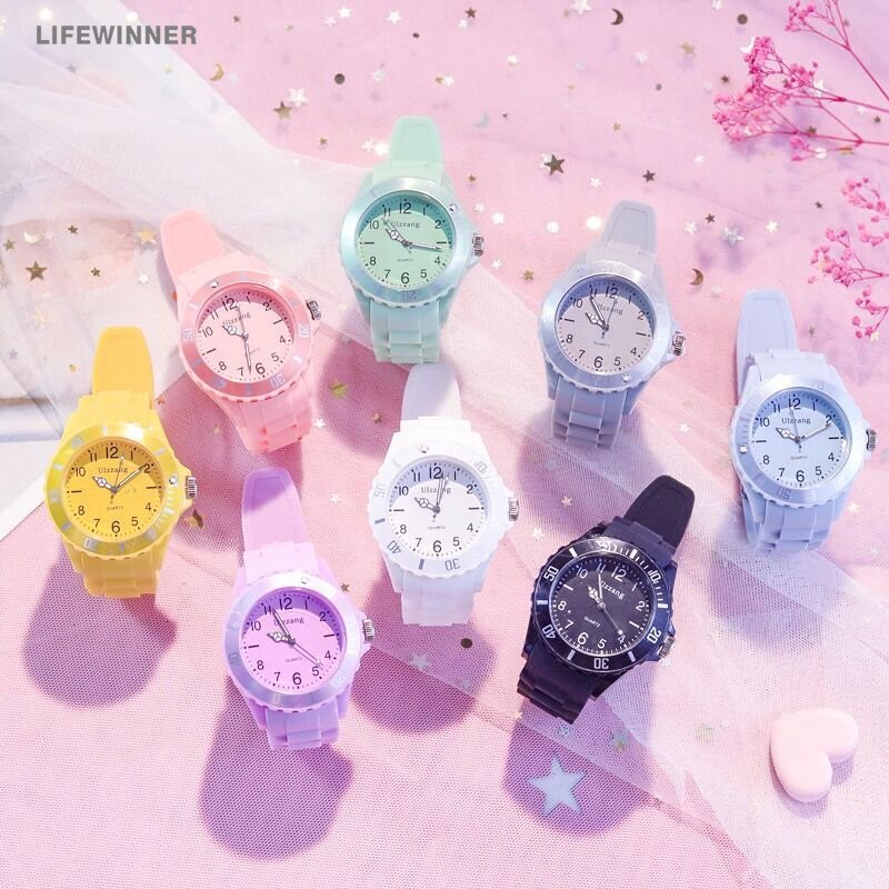 Luxury Silicone Strap Quartz Watches Fashion Candy Color Wrist Watch ...