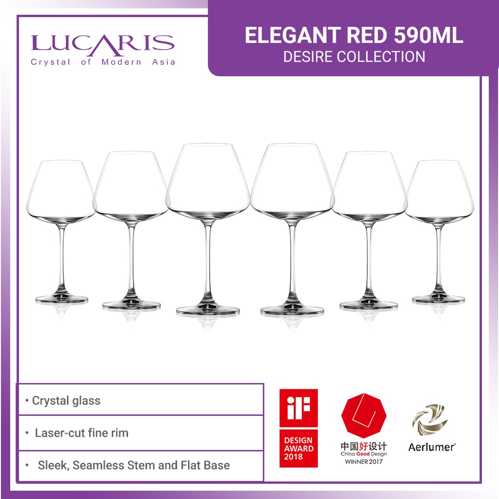 Lucaris Glassware Desire Elegant Red Crystal Wine Champagne Drinking ...