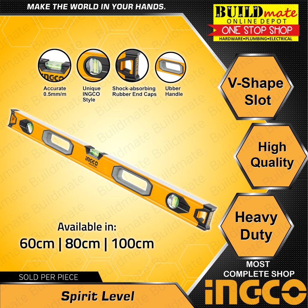 Buildmate x INGCO Spirit Level Leveling Tool 1.5mm Thick w/ V-shape ...