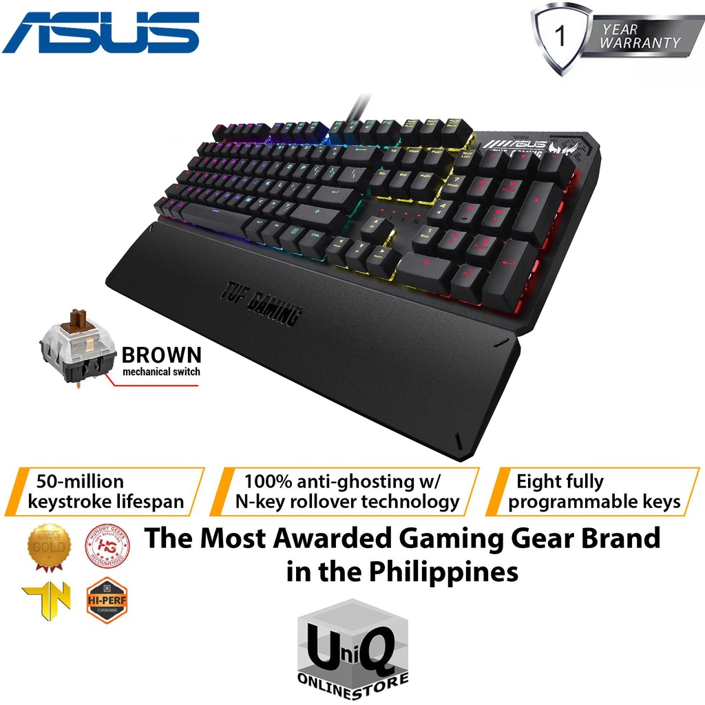 ASUS TUF Gaming K3 (Brown Tactile)RGB mechanical keyboard with N-key ...