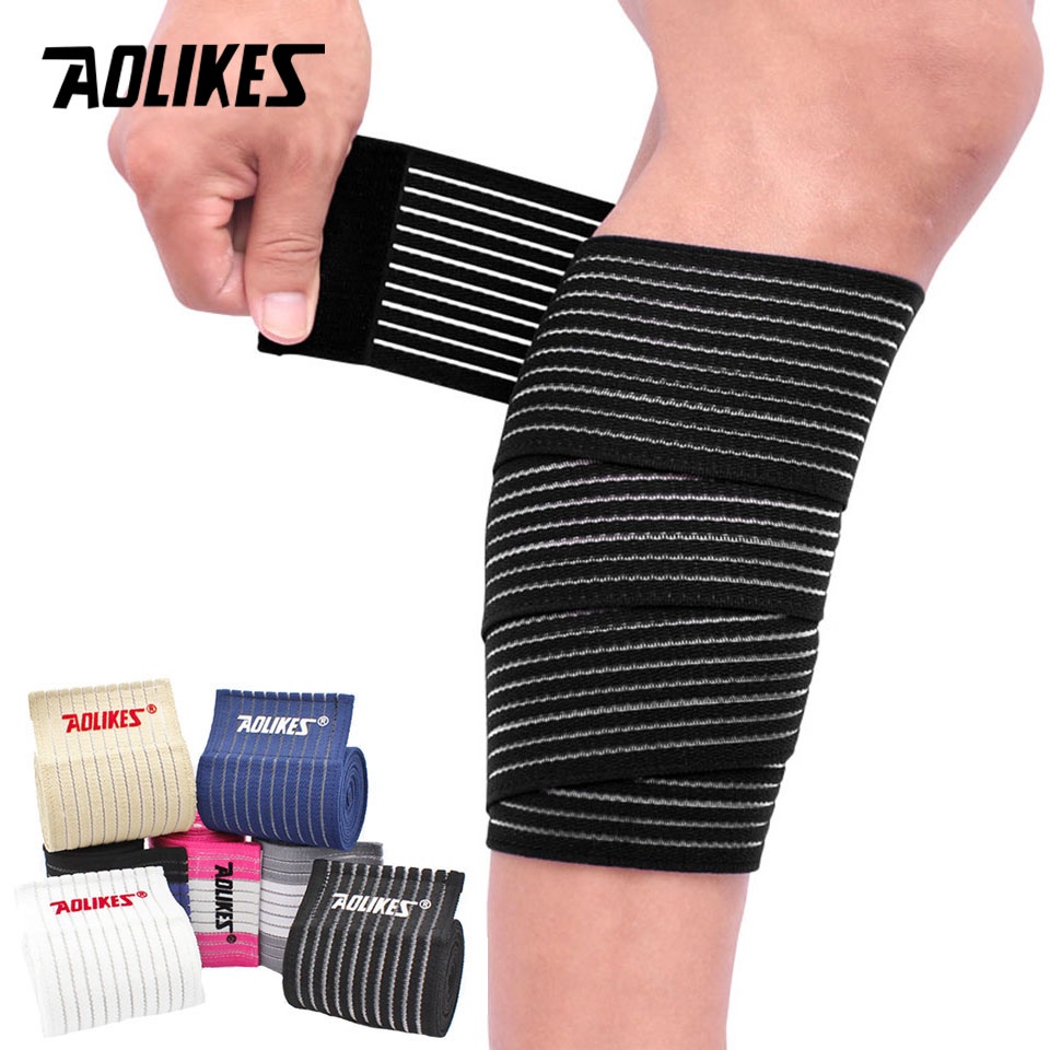 AOLIKES 1PCS 90*7.5cm Powerlifting Elastic Bandage Leg Compression Calf ...