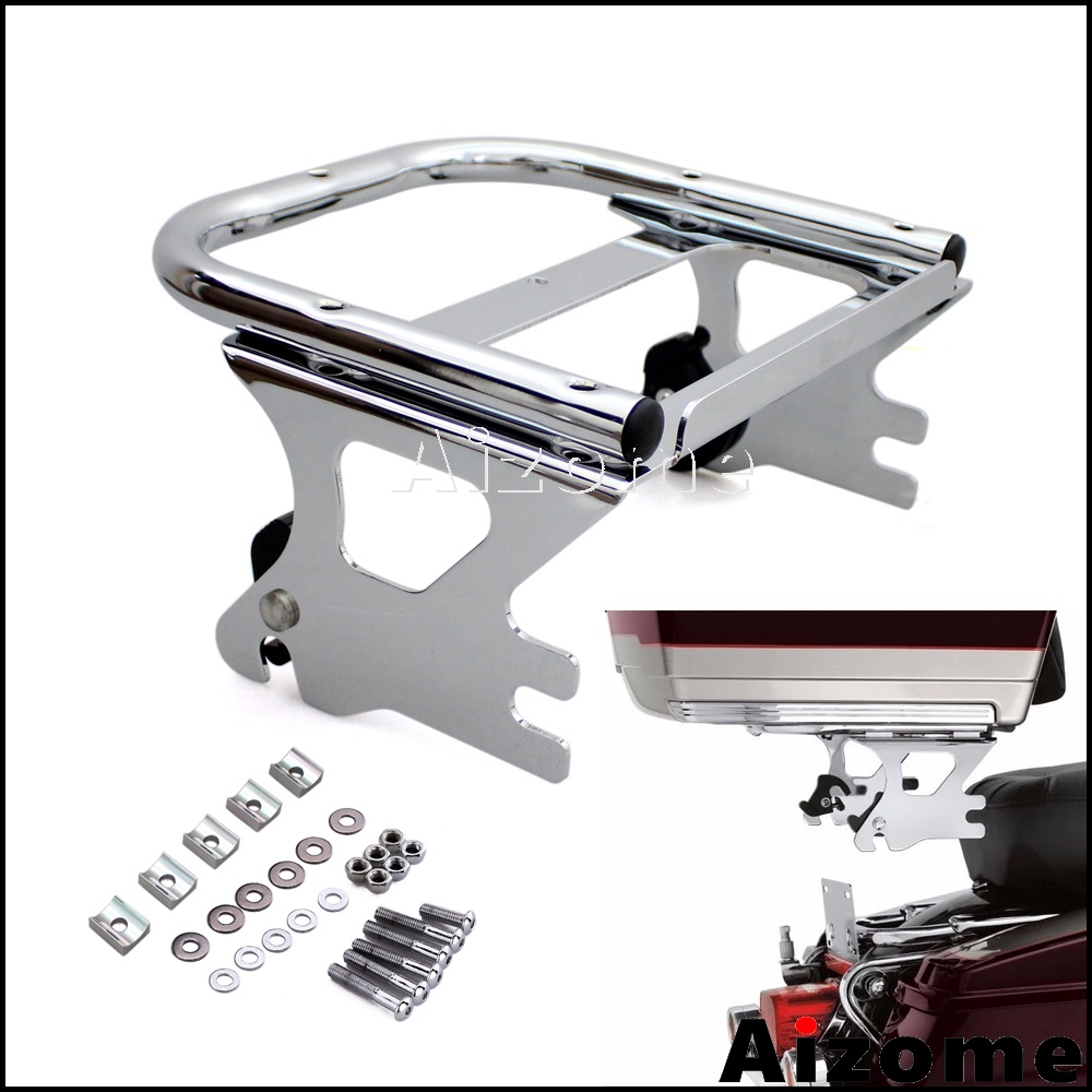 Chrome Motorcycle Two-up Detachable Mount Luggage Rack For Harley Road ...