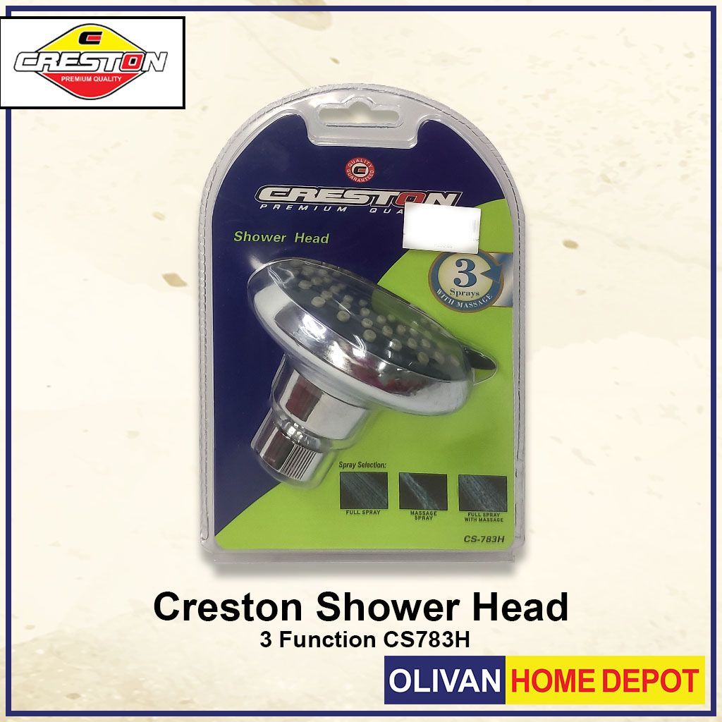 CRESTON Round Adjustable Water Flow Shower Head Only with 3 Functions ...