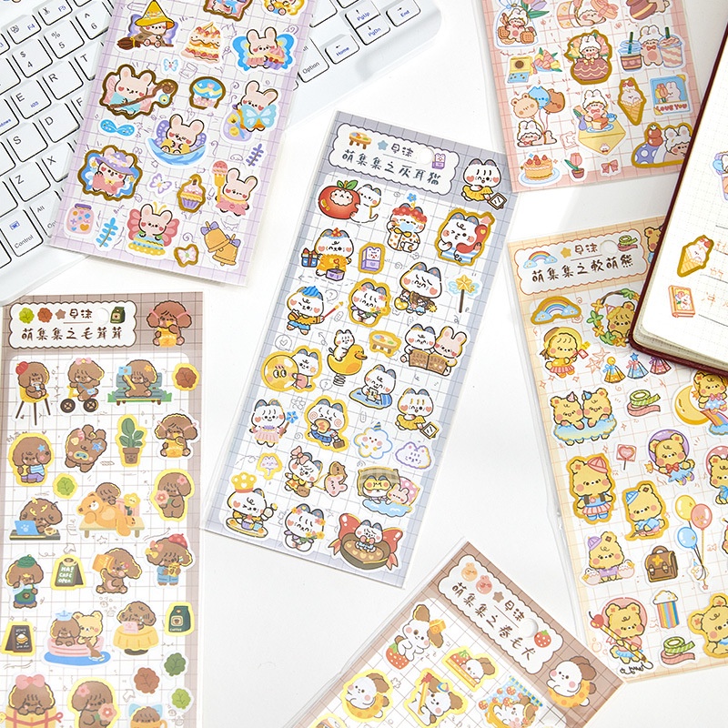 Cute Small Stickers Kawaii Cat Rabbit Frog Decorative Sticker For ...