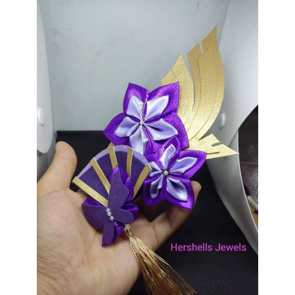Genshin Raiden Shogun Kanzashi Cosplay Hairpin Hair piece HANDMADE by ...