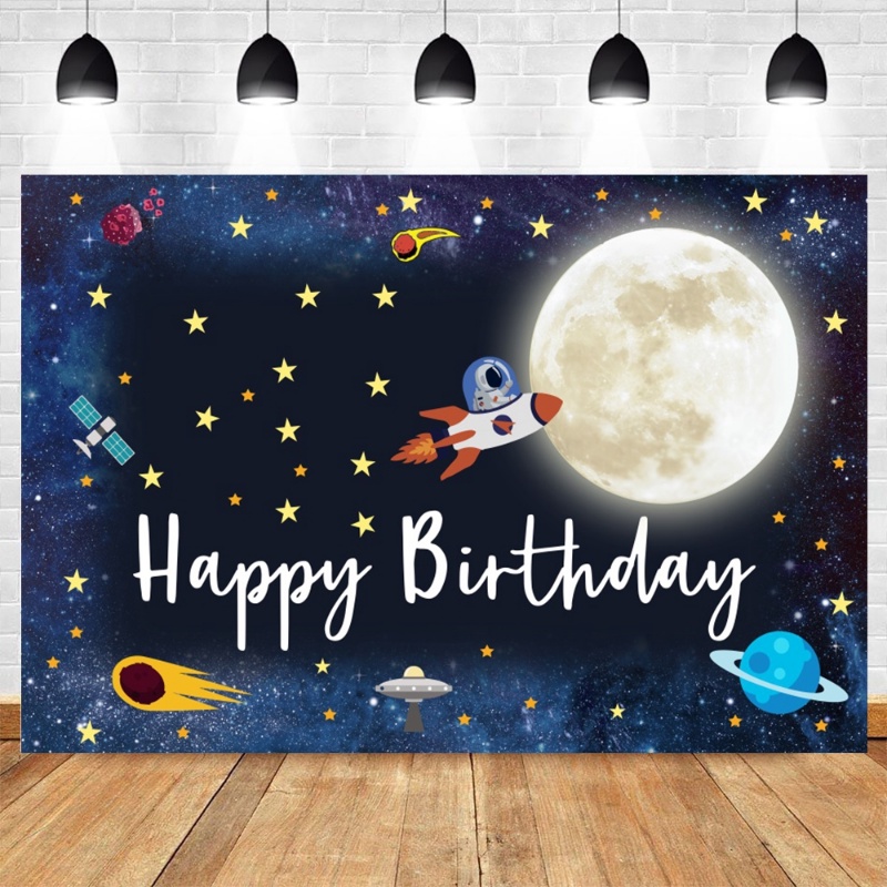 Universe Space Planet Spacecraft Astronaut Backdrop Baby Boy Birthday ...