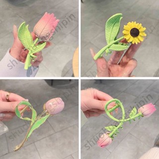 Japan Korea New Style Sweet Cute Tulip Flower Temperament Elegant Metal ...