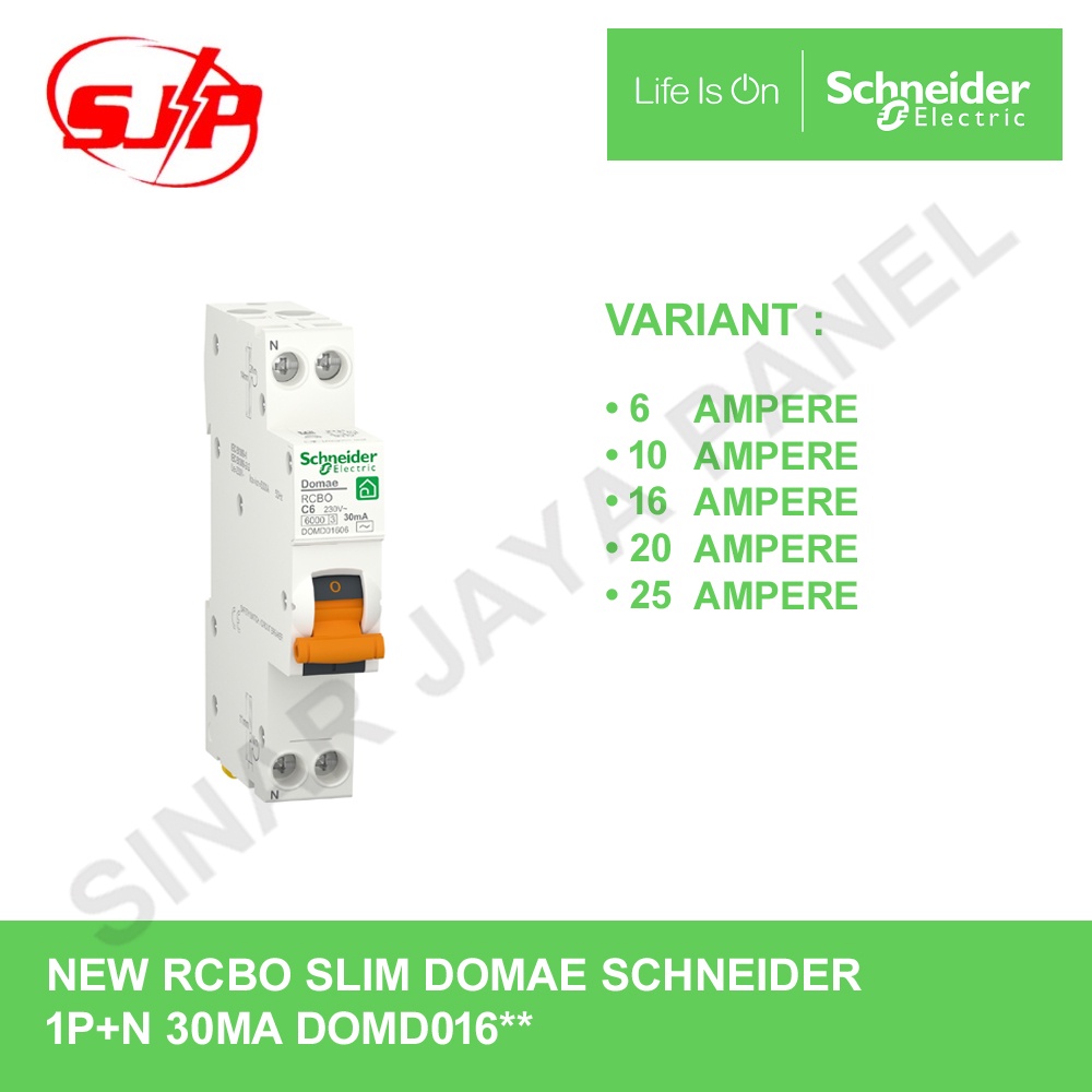 RCBO DOMAE SLIM SCHNEIDER 1P+N 30MA 6A 10A 16A 20A 25A ORIGINAL ...