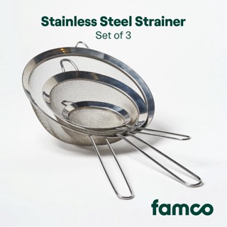 Famco 3PC Stainless Steel Strainers Set, Fine Mesh, Efficient for Tea ...