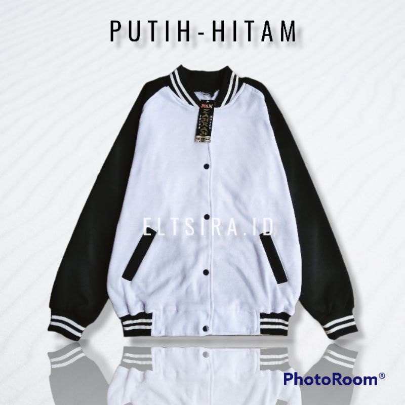 PUTIH HITAM Plain Varsity Baseball Jacket/Latest Men's Women's Jacket ...