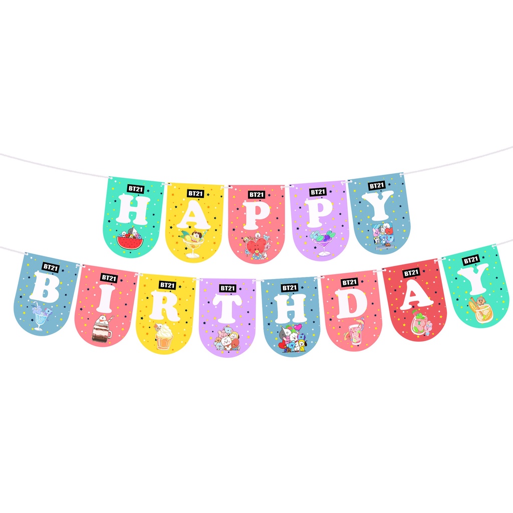 12Pcs BTS Theme Balloon Chain BT21 Balloon V Jungkook Chimmy RJ Latex ...