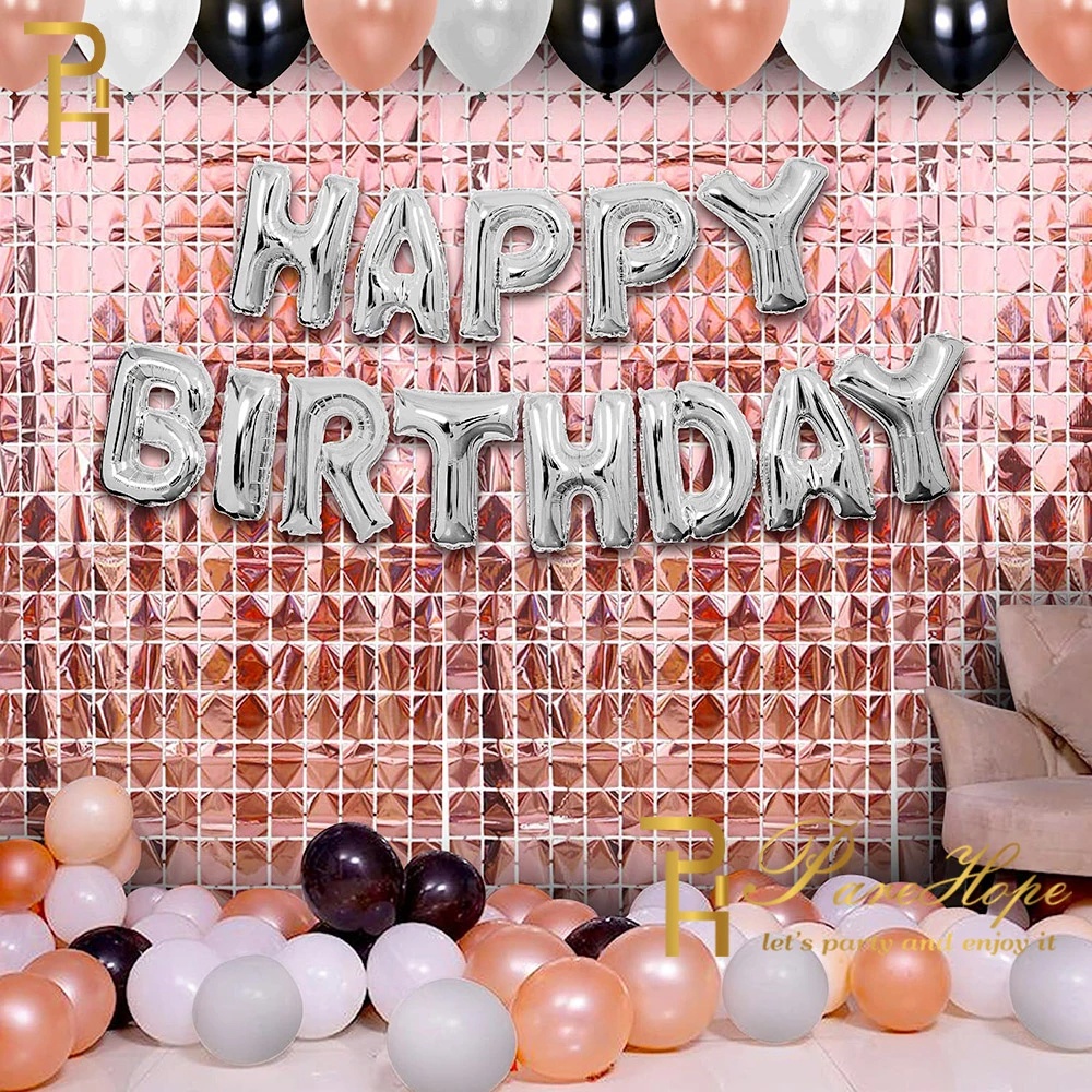 Square Rain Curtain Foil Fringe Curtain Wall Decor Baby Shower Glitter ...