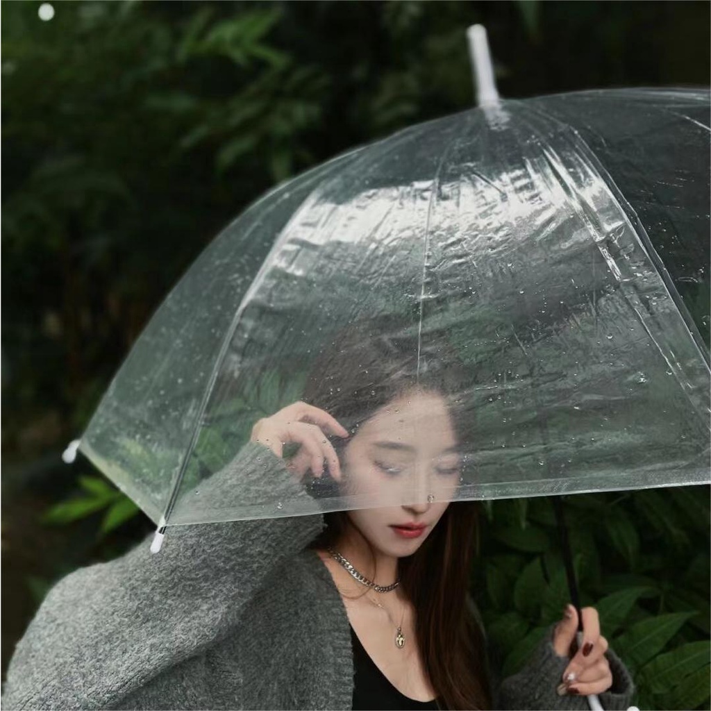 Transparent sunny umbrella automatic transparent folding umbrella retro ...