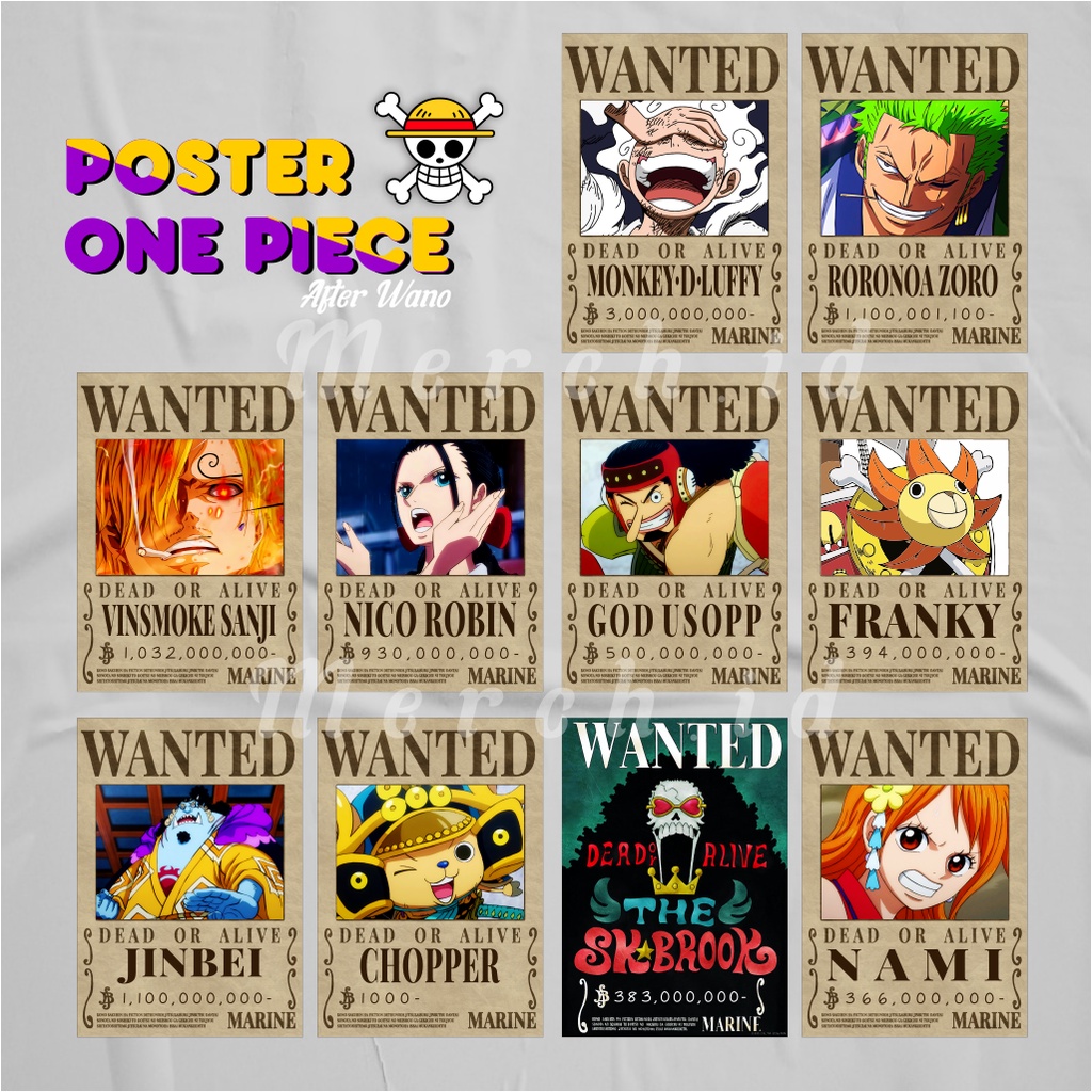 One PIECE ANIME POSTER AFTER WANO Bounty Luffy, Zoro, Sanji, chopper ...