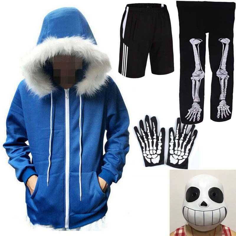 Undertale Sans Skull Cosplay Game Coat Blue Hoodie Sweater Jacket ...