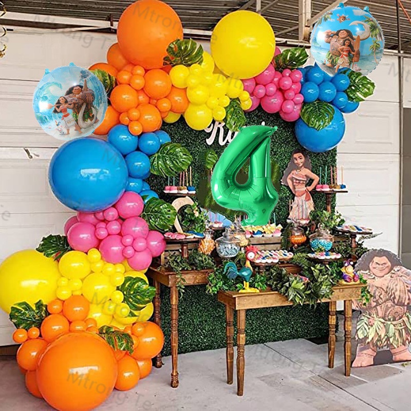 1set Disney Moana Balloons Garland Arch Kit Wild 1 2 3 Birthday Latex ...