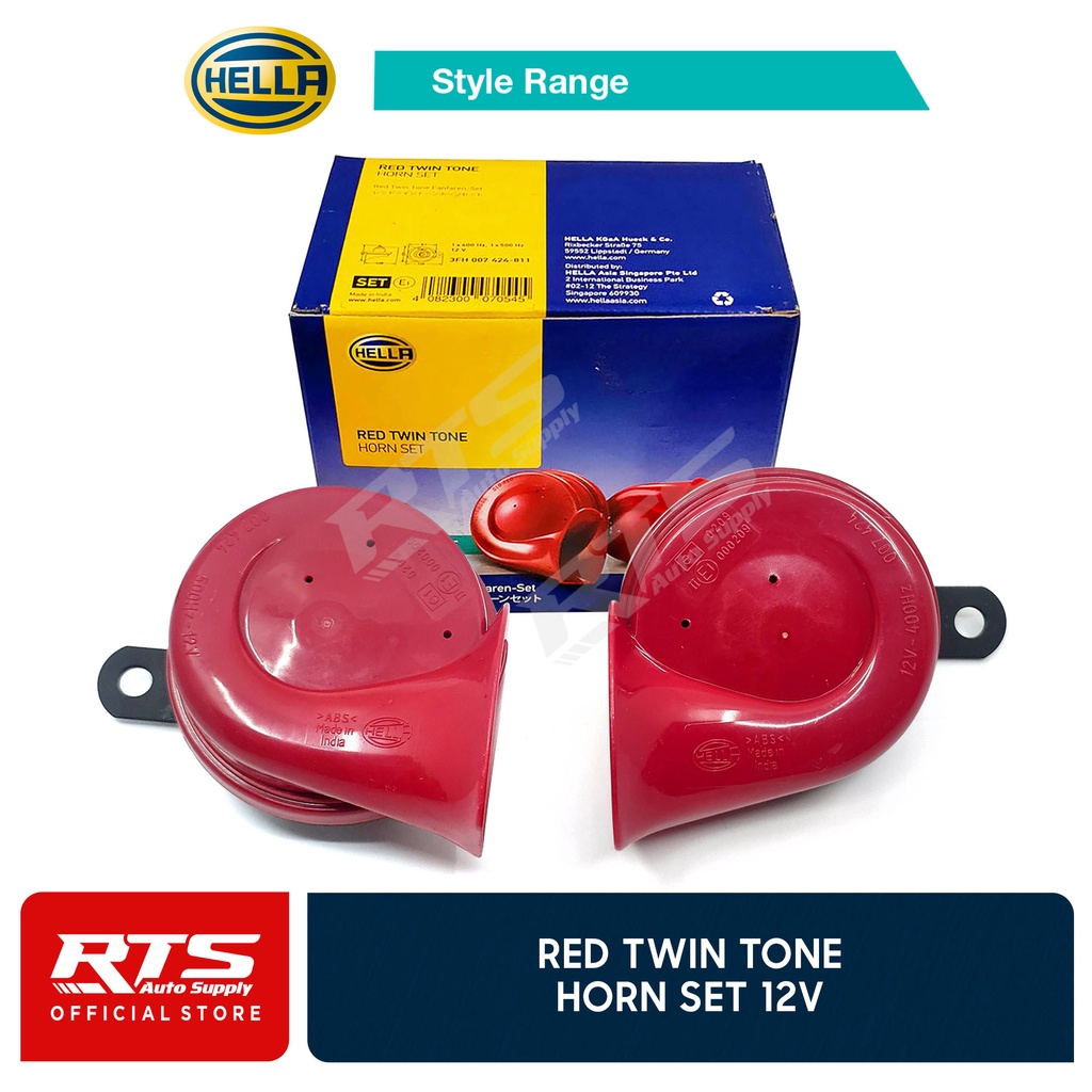 Hella Red Twin Tone Snail / Trumpet type Horn Set - Car and Motorcycle ...