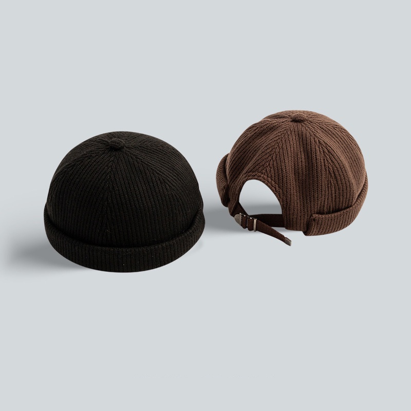 Japanese black casual versatile fashionable landlord hat winter wool ...