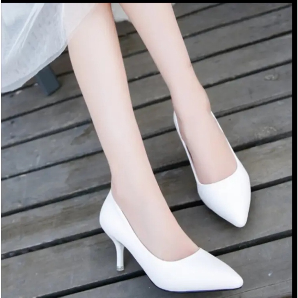 Korean Women wedding/Office Work Heels Shoes Low Heel | Shopee Philippines