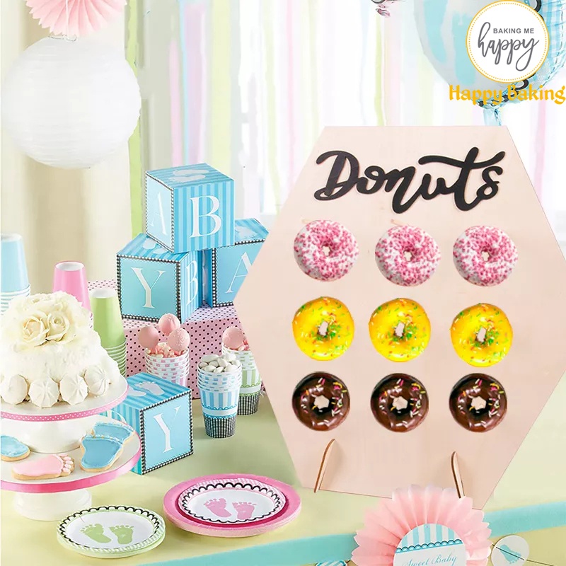 Hexagon Wooden Donut Holder Rack Wedding Birthday Party Doughnuts ...