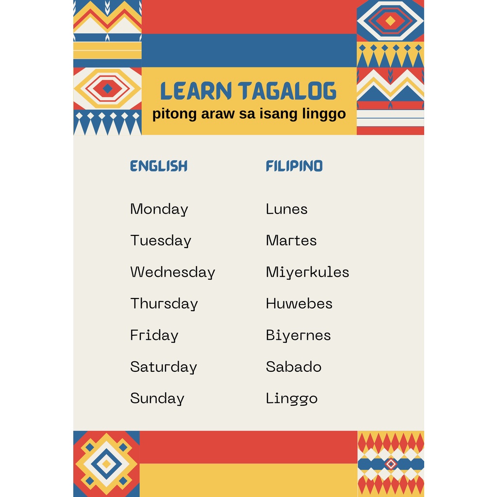 TAGALOG Kulay Bahagi ng Katawan Educational learning materials for kids ...