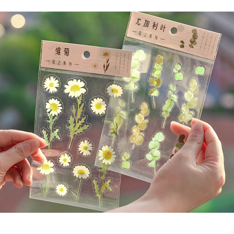 ENWEI 12 Designs Flower Series Stickers PET Waterproof Plant Sticker ...