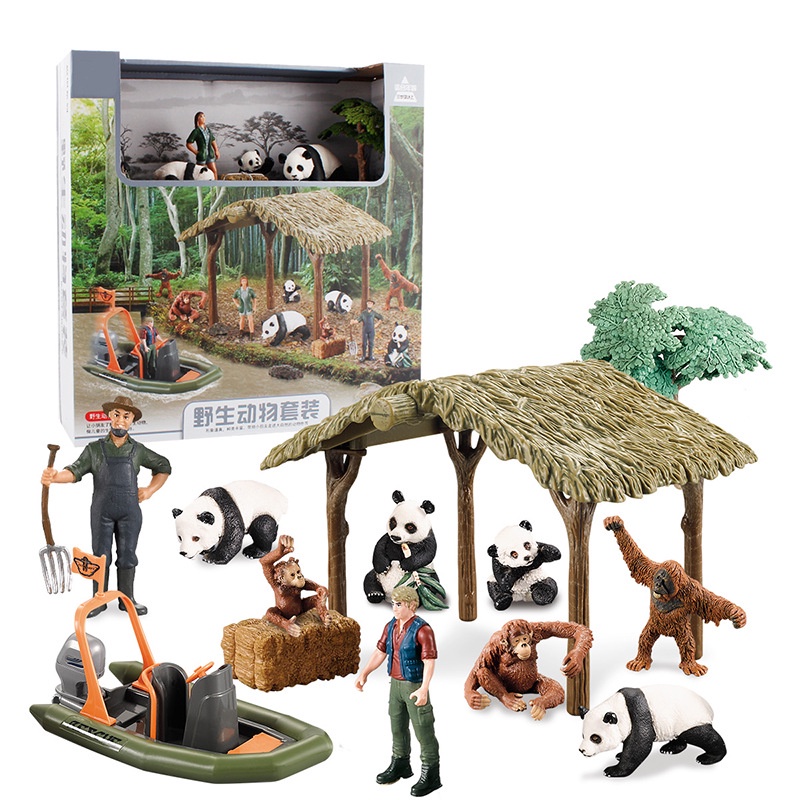 Simulation Wildlife Model Set Orangutan Panda Minifigure Sand Table ...