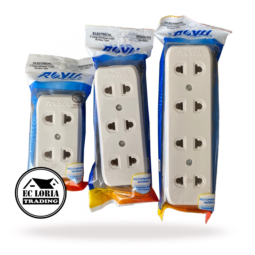 Royu Universal Outlet 2-Gang, 3-Gang, 4-Gang (Surface Type) | Shopee ...