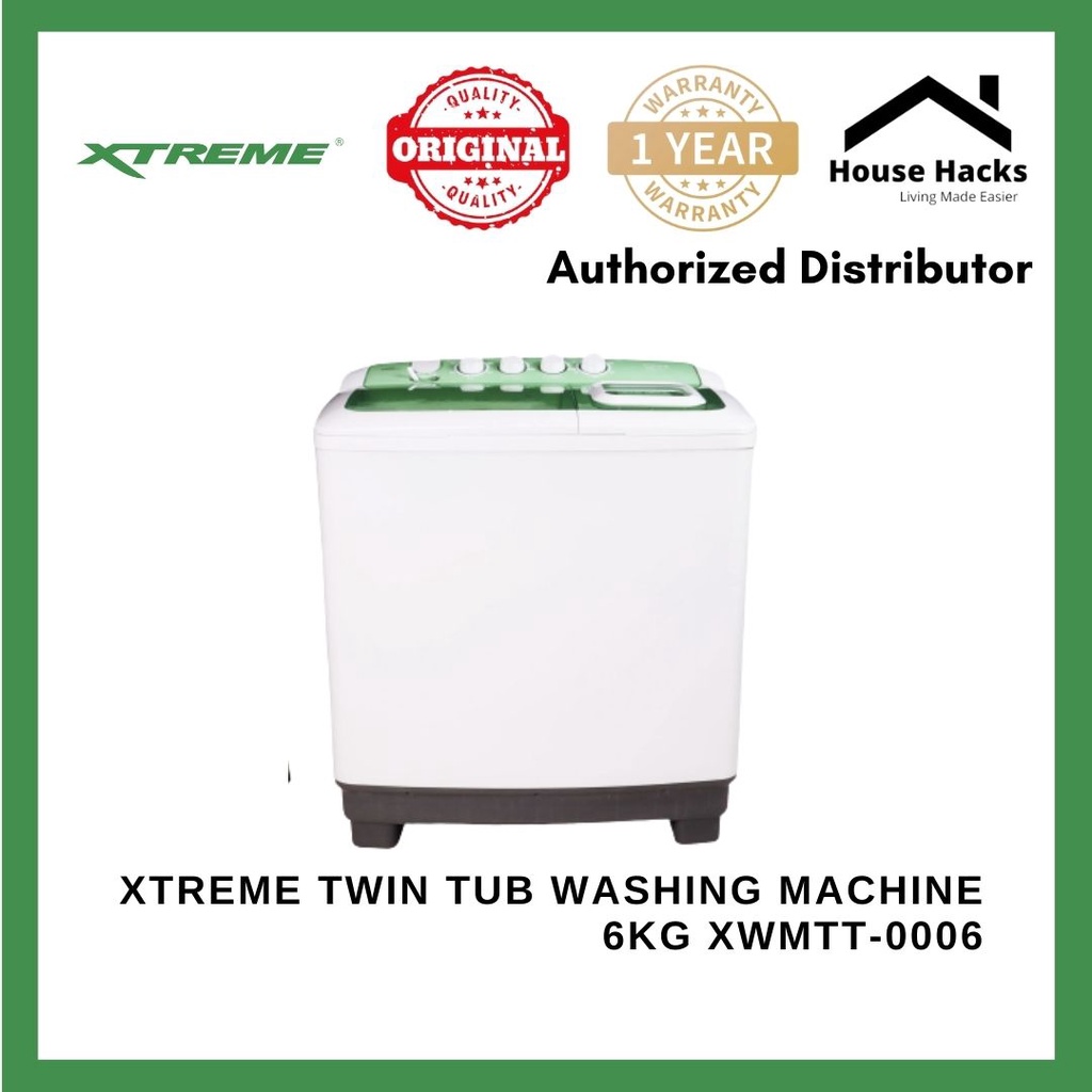 Xtreme Twin Tub Washing Machine 6kg XWMTT-0006 (House Hacks) | Shopee ...