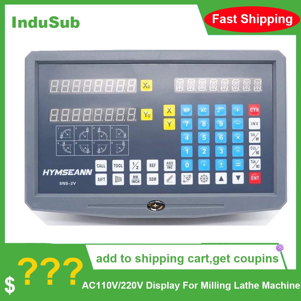 YTH SNS-2V 2 Axis DRO Digital Readout AC110V/220V Display and 2 Pieces 0-1000mm Linear Scale ...