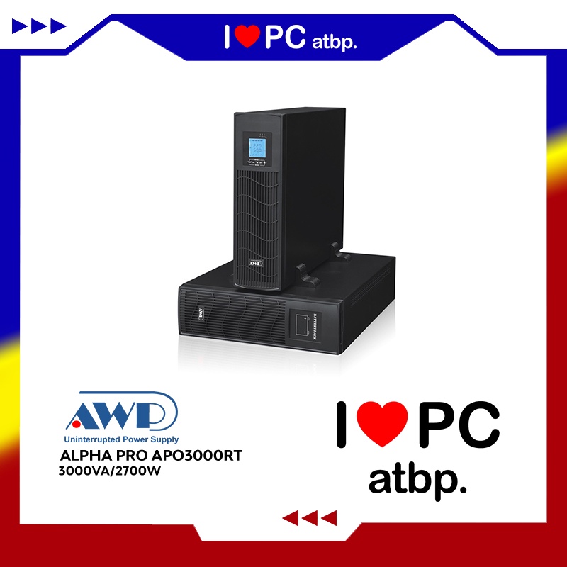AWP ALPHA PRO APO3000RT, 3000VA/2700W with External Battery Pack, 8 ...
