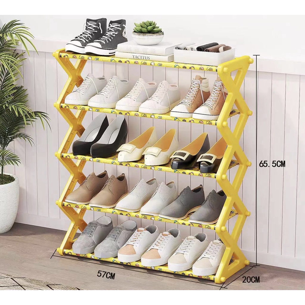 5 Layer Shoes Rack Tier Colored Stackable Stainless steel Shoes ...