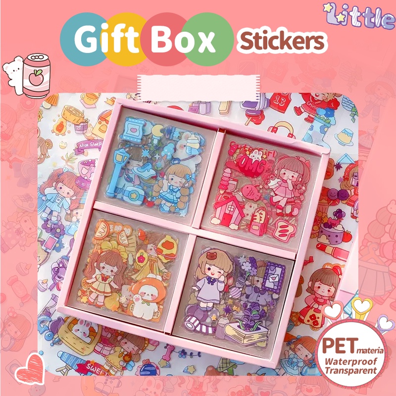 100PCS Korean Cute Waterproof Sticker Set Transparent Stationary ...