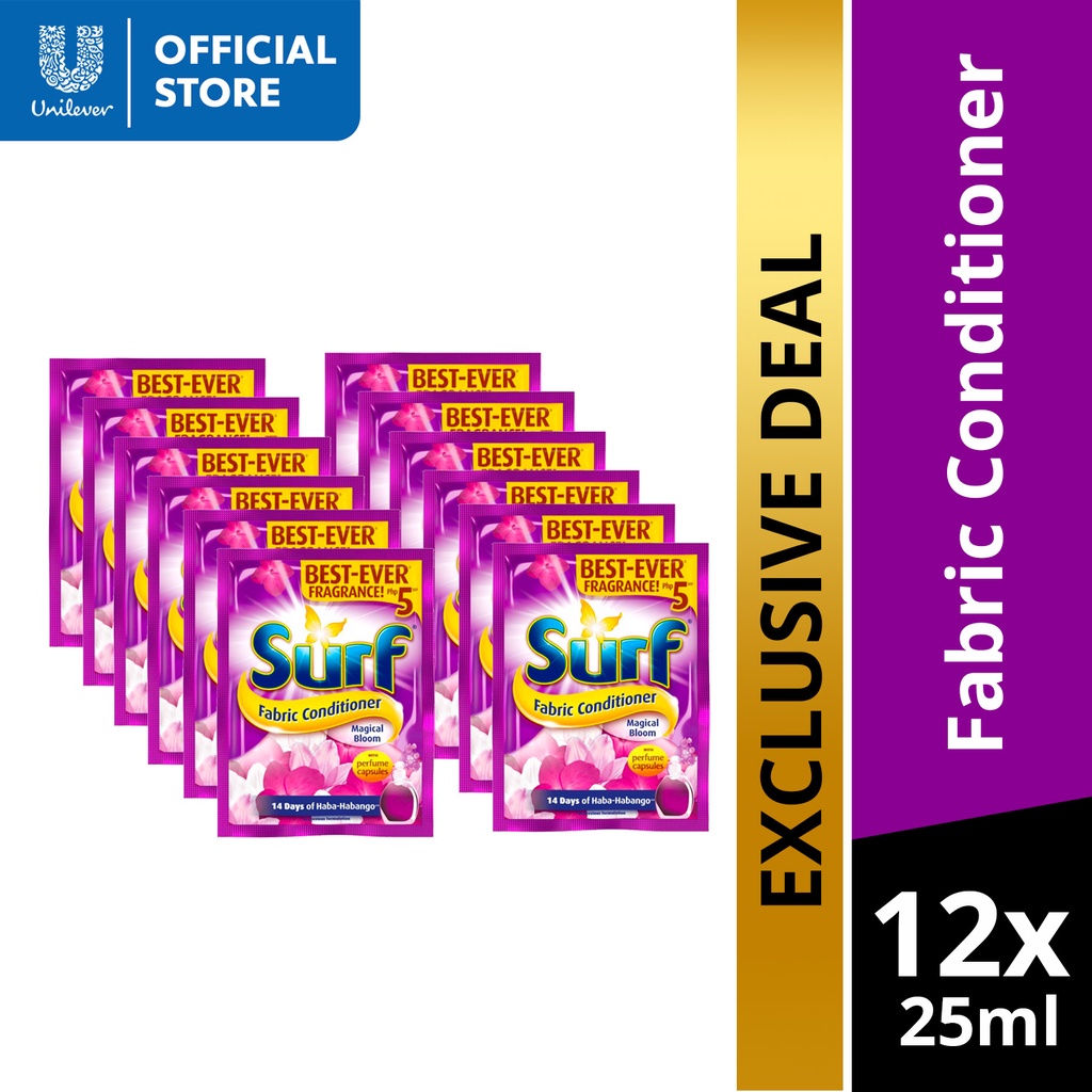 [SET OF 12] Surf Fabric Conditioner Magical Bloom 25ML Sachet | Shopee ...