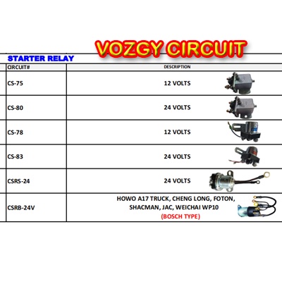 STARTER RELAY 12V/24V HOWO A17 TRUCK, CHENG LONG, FOTON, SHACMAN, JAC ...