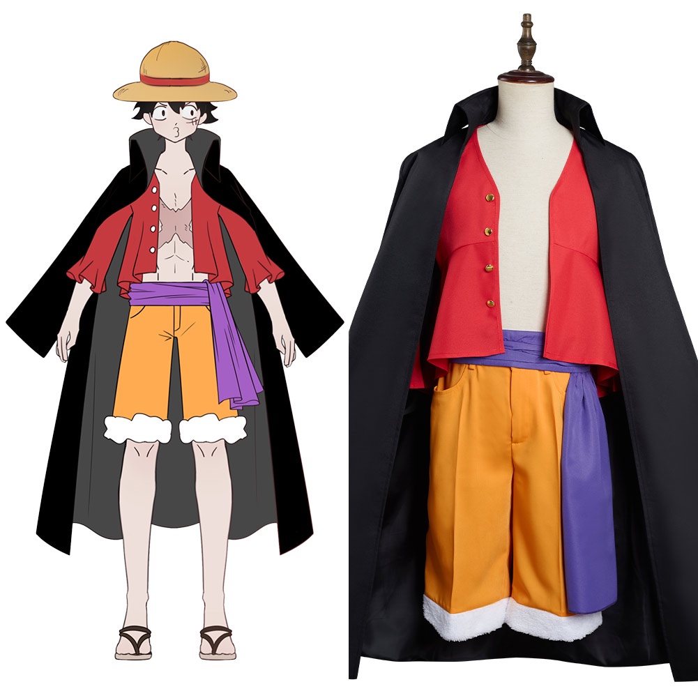 One Piece Monkey D Luffy Kimono Cosplay Costume Robe Cloak Cape Wano ...