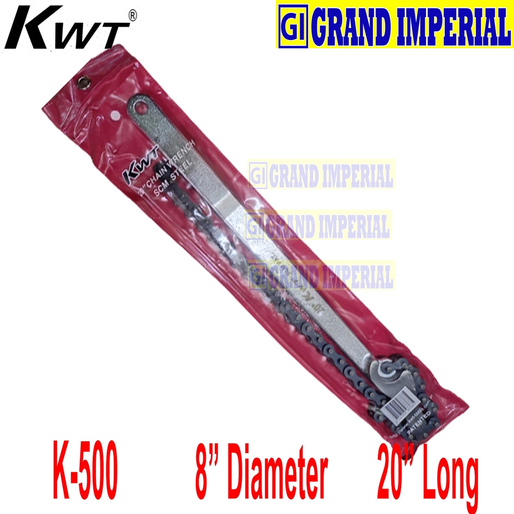 KWT Chain Wrench Heavy Duty 20" Long, 8" Diameter K-500 Grand Imperial ...
