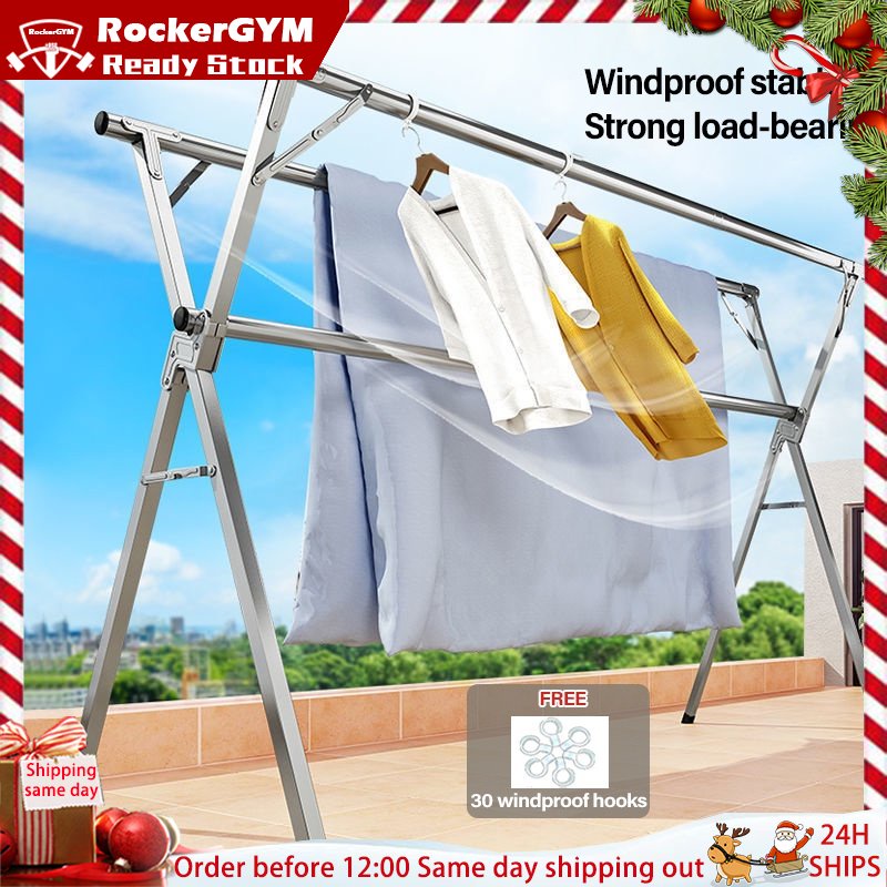 Ready Stock COD Foldable Stainless Clothes Rack Laundry Drying Rack ...